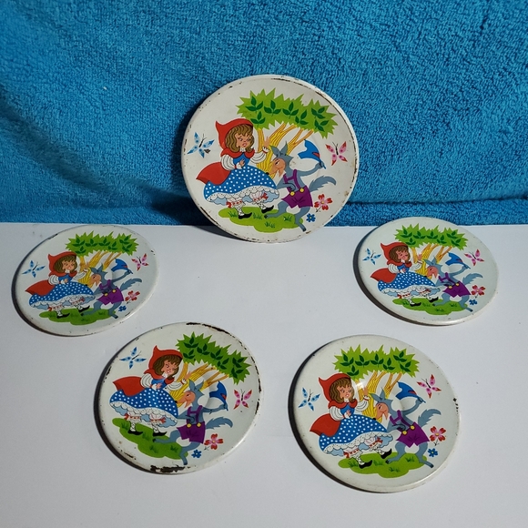 Ohio Art | Toys | Vintage Little Red Riding Hood Metal Kids Plates ...